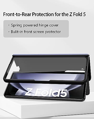 Cresee Case for Samsung Galaxy Z Fold 5 (2023) with Built-in Cover Screen Protector & Hinge Protection, Slim Hard PC + PU Protective Phone Case for Galaxy Z Fold5 5G - Lavender