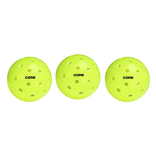 CORE Pickleball Balls for Professionals and All Levels of Play, USA Pickleball Approved Durable Indoor and Outdoor Pickleball Balls with 40 Holes (3 Balls)