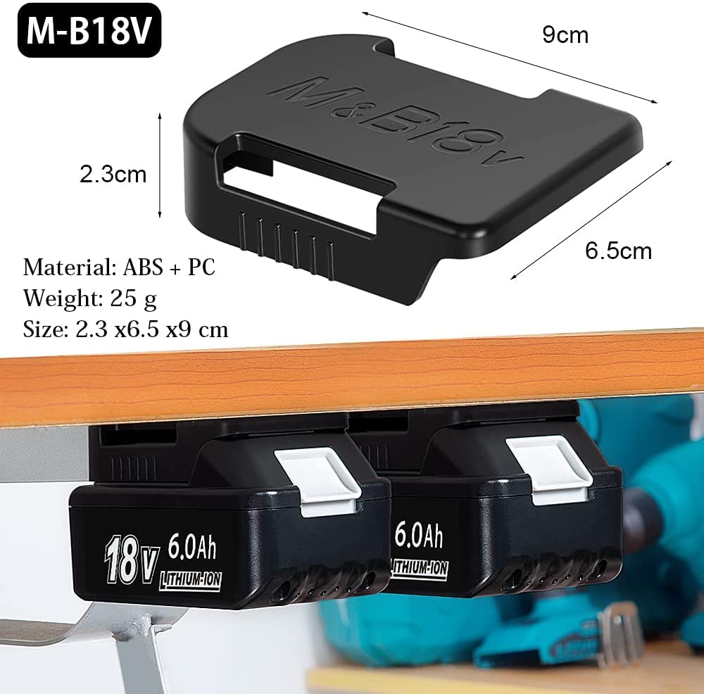 5Pcs M&B18v Battery Holder, Battery Mount for Makita/Bosch 14.4V 18V Lithium Ion Dock Holder Power Wheels, Caapmony Wall Mount fit for BL1430 BL1850 and for Bosch BAT609 BAT618G Li-ion Battery