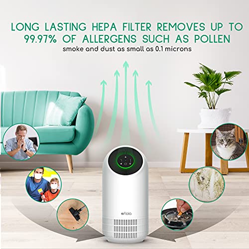 Afloia Air Purifier for Home Large Room H13 True HEPA Filter Air Cleaner with 24db Sleep Mode Remove 99.99% of Dust, Pet Dander, Pollen for Office, Bedroom, Fillo White