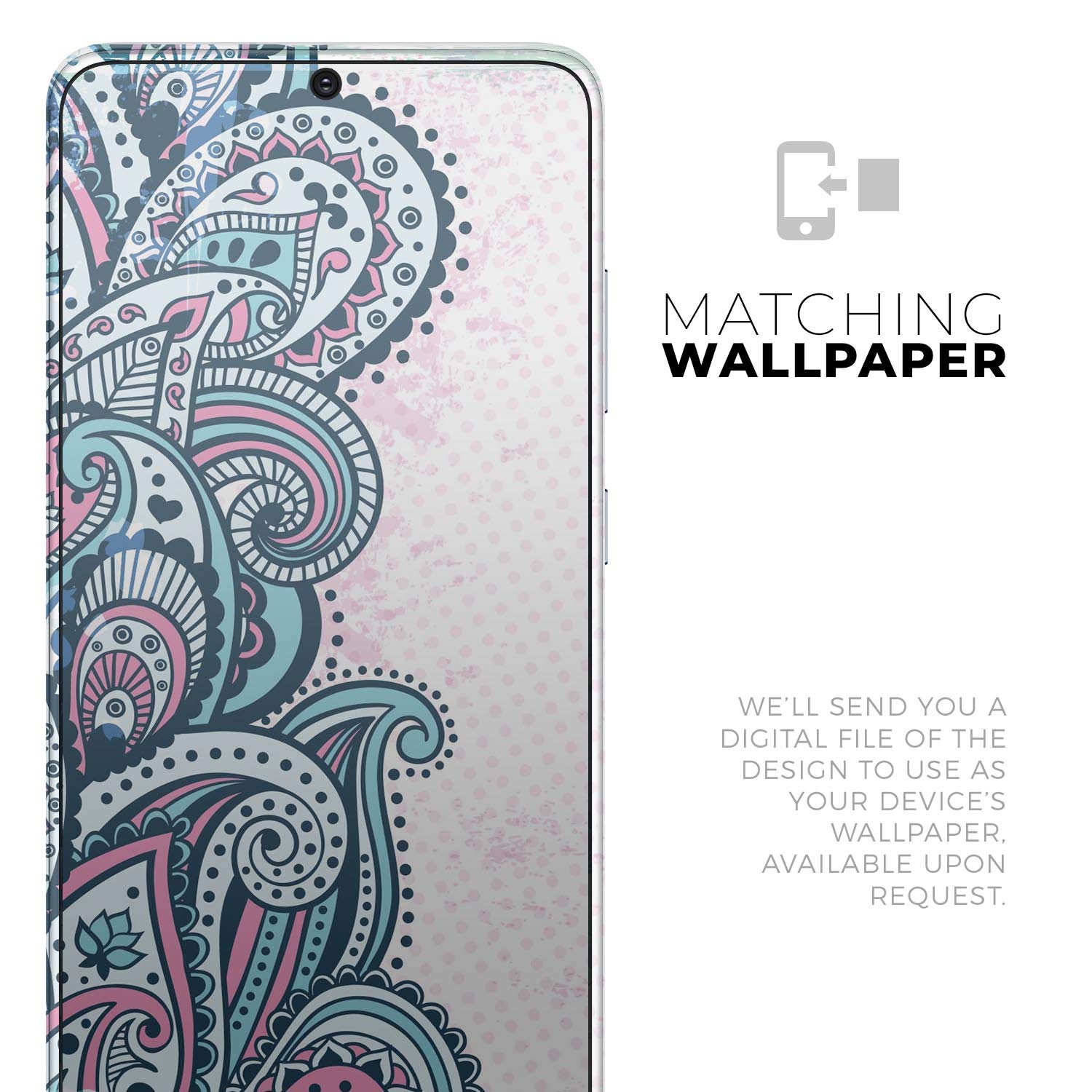 DesignSkinz Colorful Ethnic Sprouts Protective Vinyl Decal Wrap Skin Cover Compatible with The Samsung Galaxy S20 (Screen Trim & Back Glass Skin)