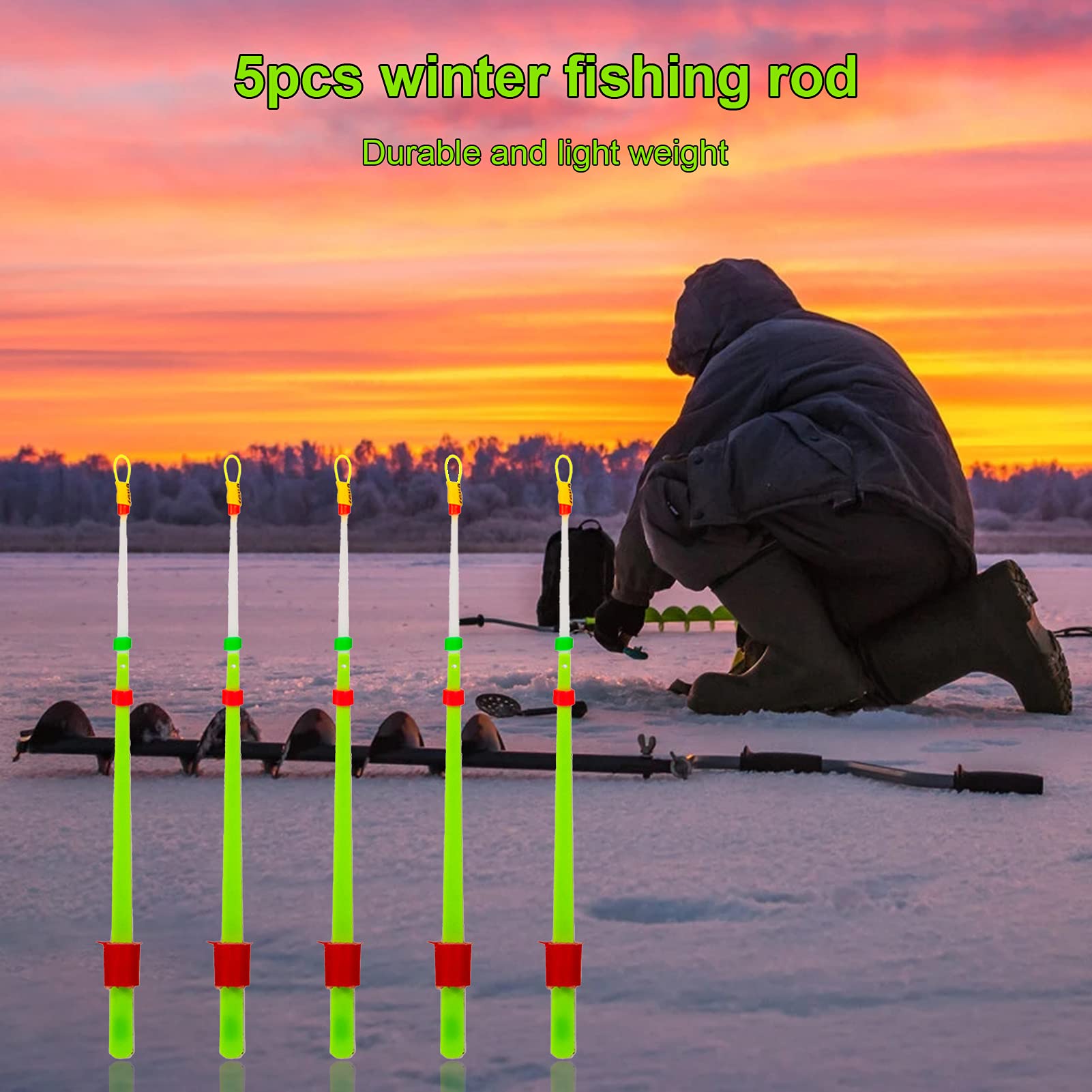 5PCS Mini Fishhing Extension Rod, Thickened Extension Threaded Thin Spring Bobber, Draft Buoy Vertical Tackle Fishing Accessory for Outdoor (White + Green)