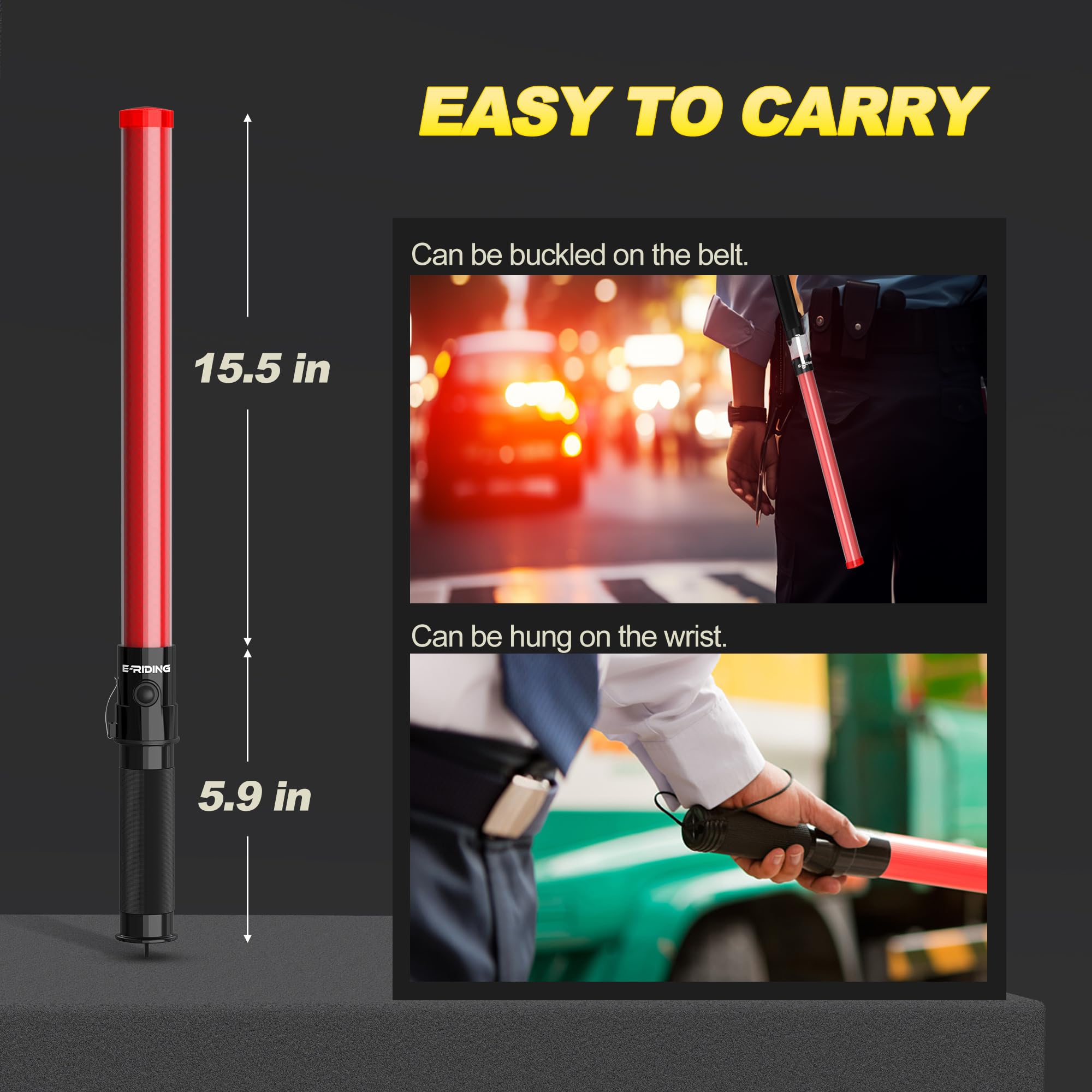 E-riding 4 Pack 21 Inch Traffic Wand, Air Traffic Control Wand with 3 Flashing Modes, LED Multifunction Traffic Safety Baton for Airport, Parking, Car Directing