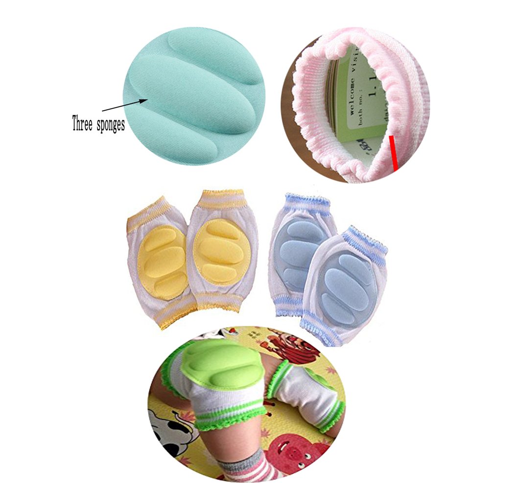 Hillento Elastic Unisex Infant Toddler Baby Kneepads, 3 Pairs, Random Color