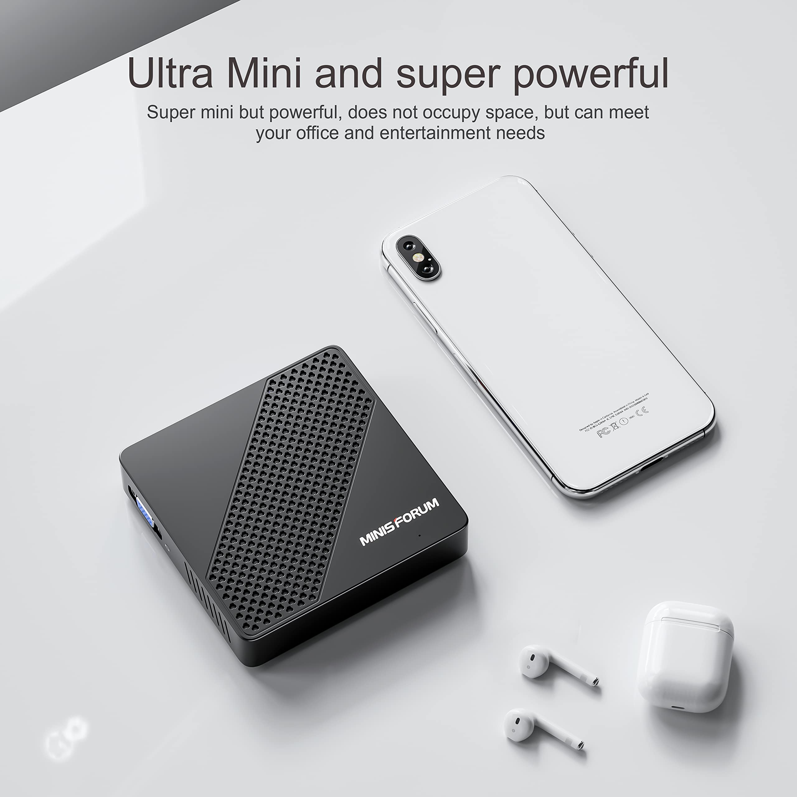 MINISFORUM N40 Mini PC Fanless Silent Desktop Computer 4GB RAM, 64GB eMMC Micro PC, Celeron N4020 up to 2.8GHz, 1000M LAN, HDMI&VGA, Support Auto Power On Mini Computer