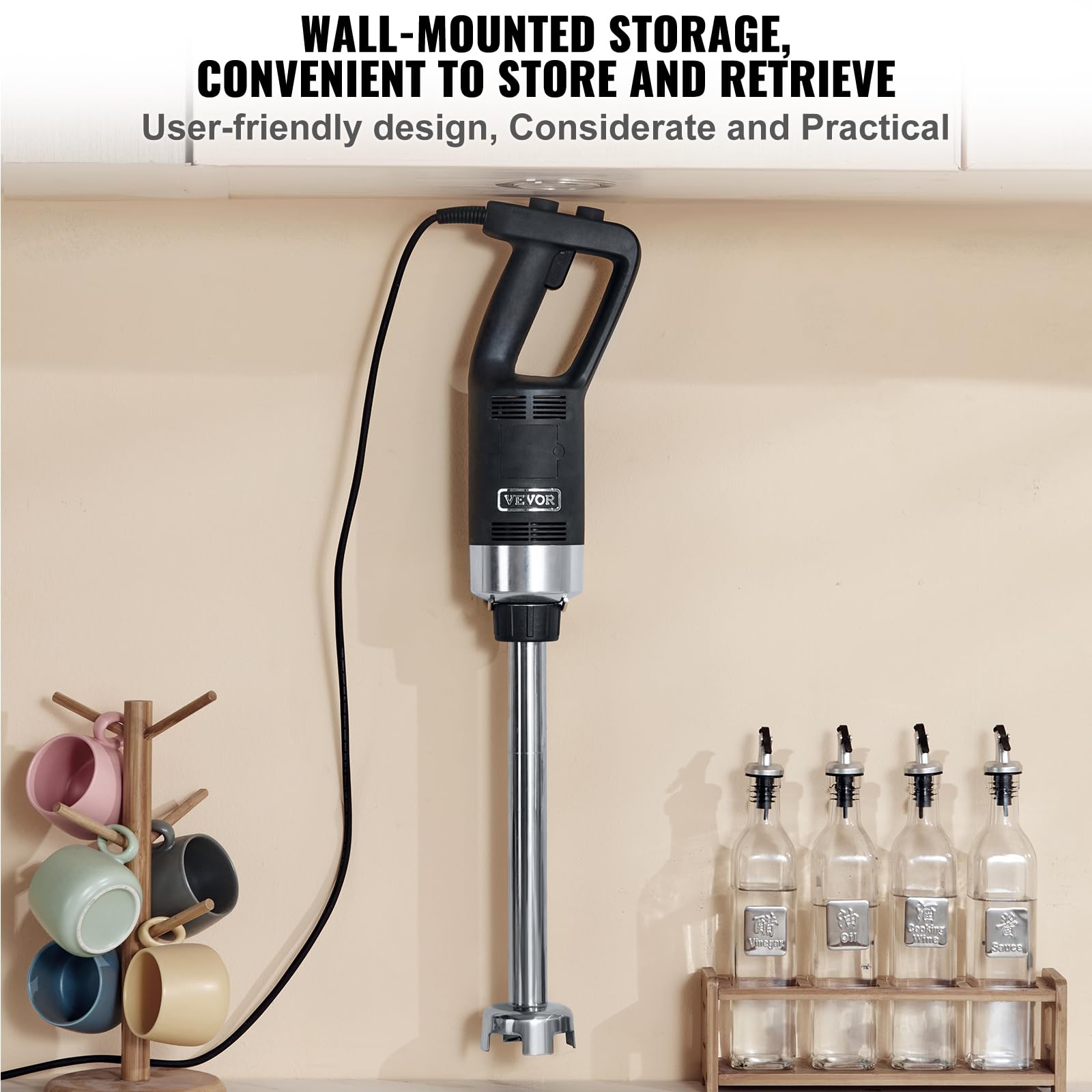 VEVOR Commercial Immersion Blender, 500 Watt 20Inch Heavy Duty Hand Mixer, Variable Speed Mixer with 304 Stainless Steel Blade, Multi-Purpose Portable Mixer for Soup, Smoothie, Puree, Baby Food