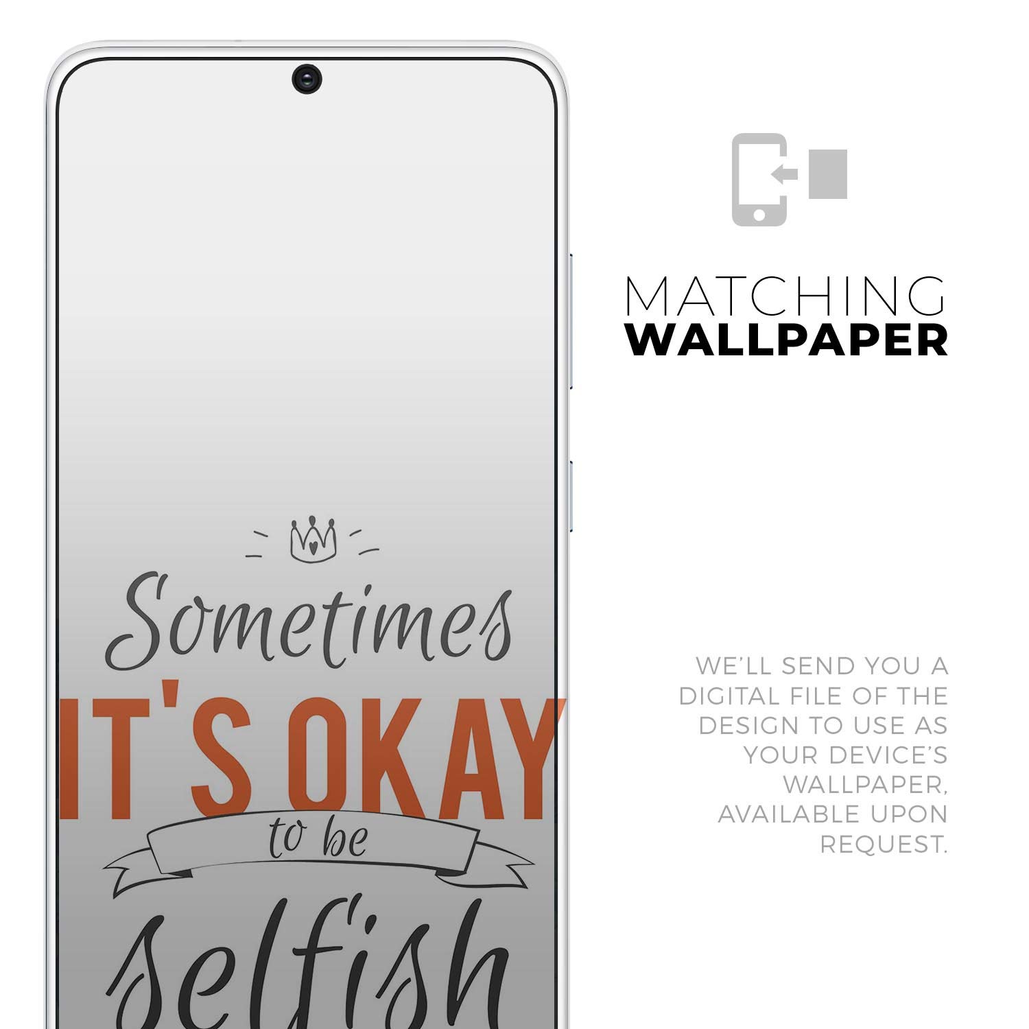 DesignSkinz Sometimes Its Okay to Be Selfish Protective Vinyl Decal Wrap Skin Cover Compatible with The Samsung Galaxy S20 (Screen Trim & Back Glass Skin)
