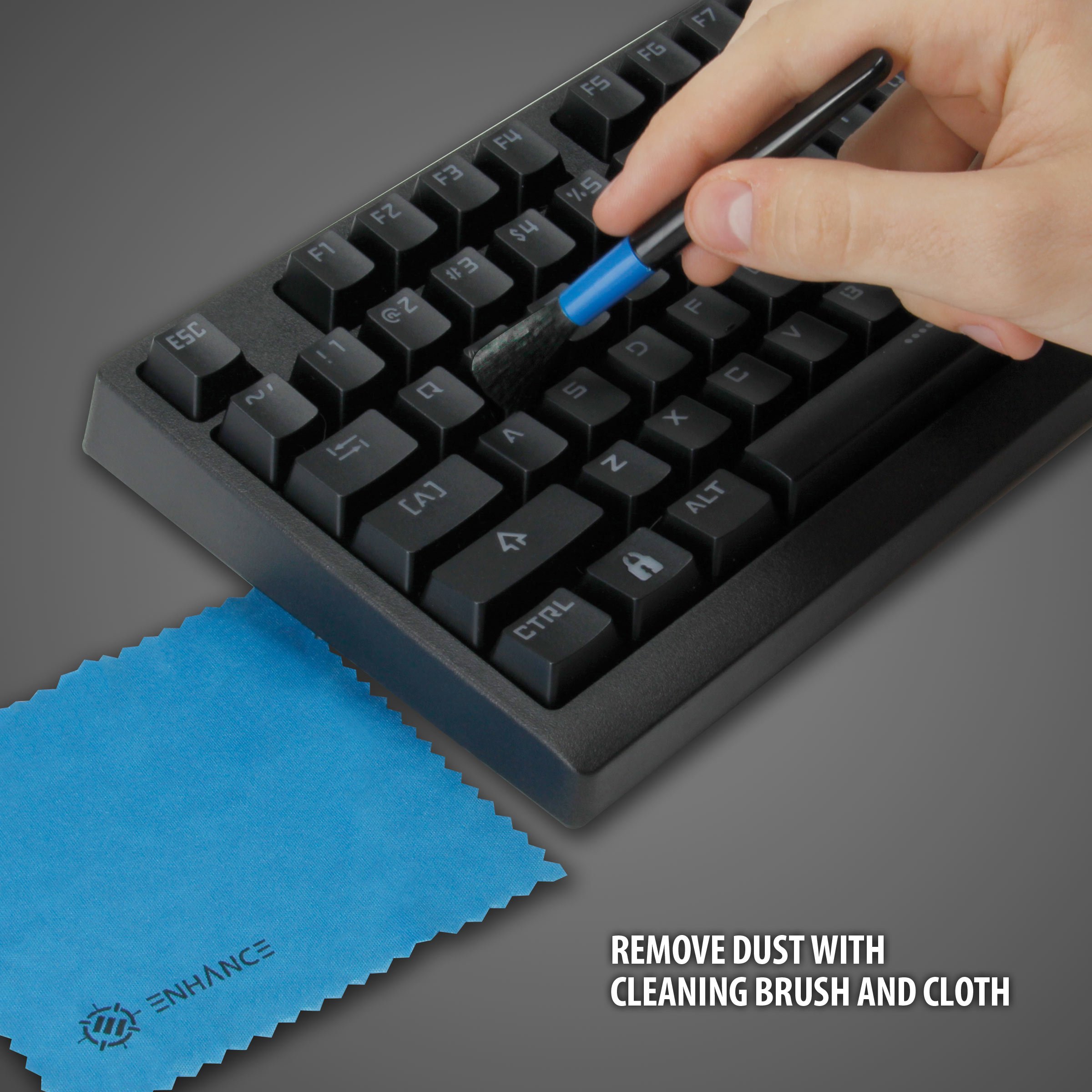 ENHANCE Mechanical Keyboard O Ring Ultra-Quiet Switch Sound Dampeners Kit Soft 40A Clear (140pcs), Key Cap Remover, Cleaning Brush, Cloth and Accessory Bag - Mod Kit for Cherry MX, TTC, Kaihua