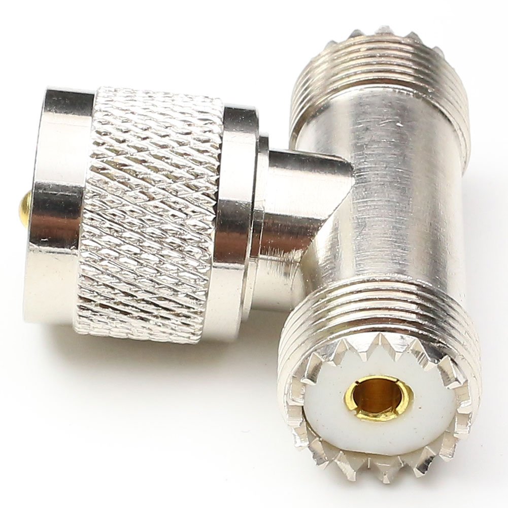 ANHAN UHF Male to UHF Female Tee Connectors, Pl259 Tee Connector pl259 Coaxial Cable Adapters SO239 Splitter for Ham Radio CB Antenna 1Pack
