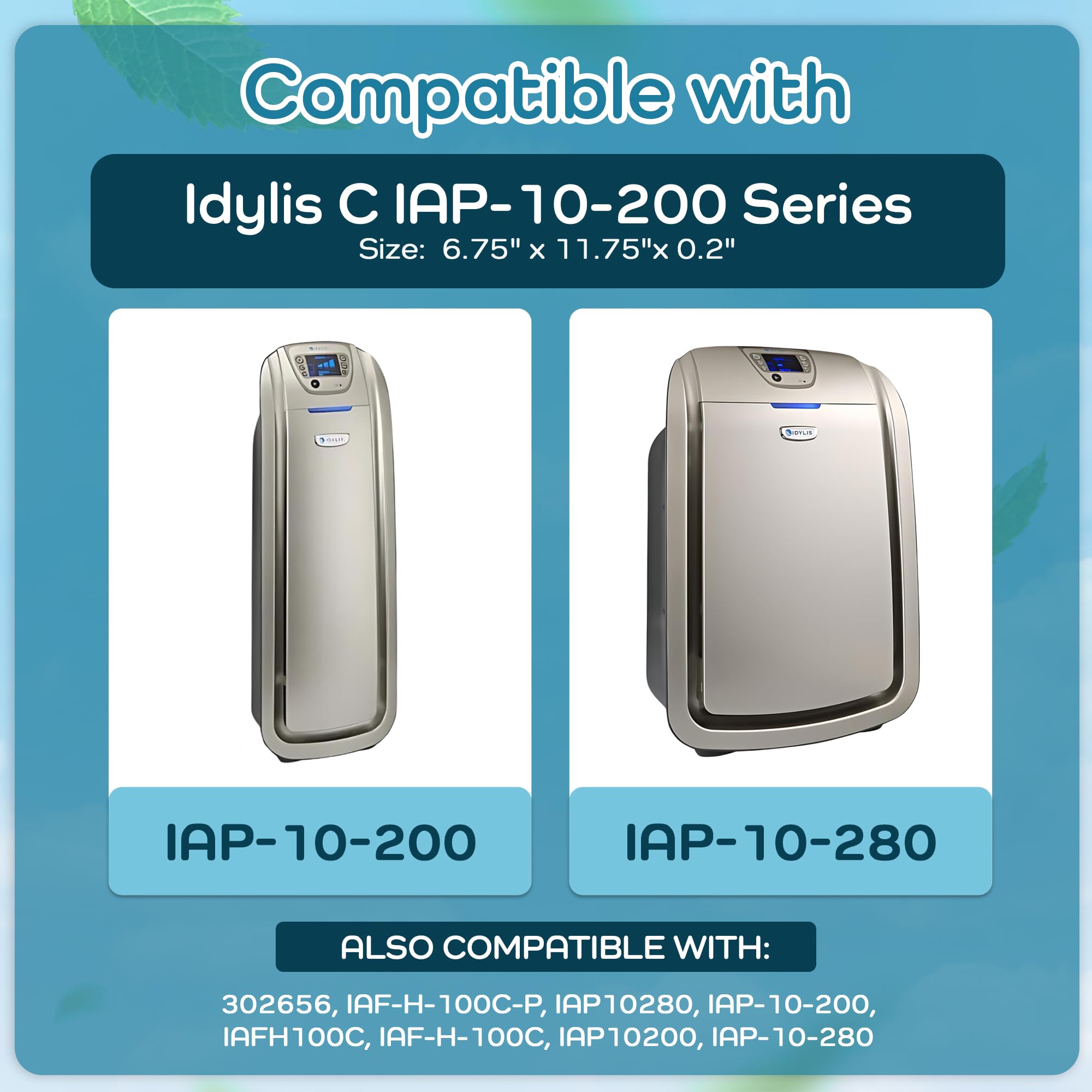Breathe Naturally - Extra Thick Replacement Carbon Pre-Filters Compatible with Idylis "C" IAP-10-200 Series - Premium Air Purification - Ideal for Home & Office Use - (4 pack, Carbon Filters)