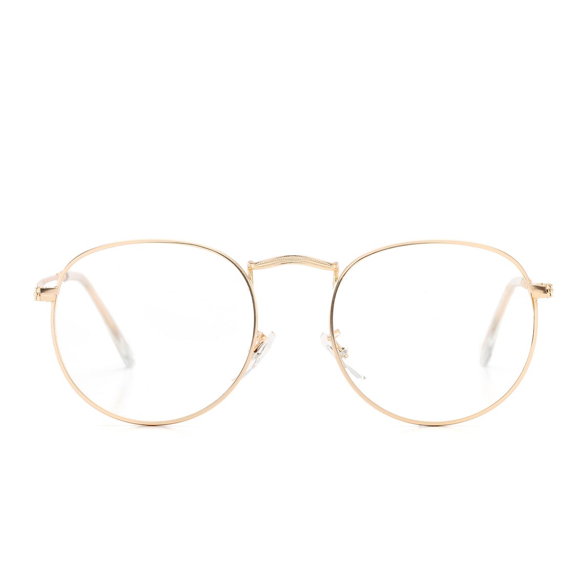 AZorb Round Clear Lens Glasses Classic Metal Frame Non-Prescription Eyeglasses for Women Men(gold)