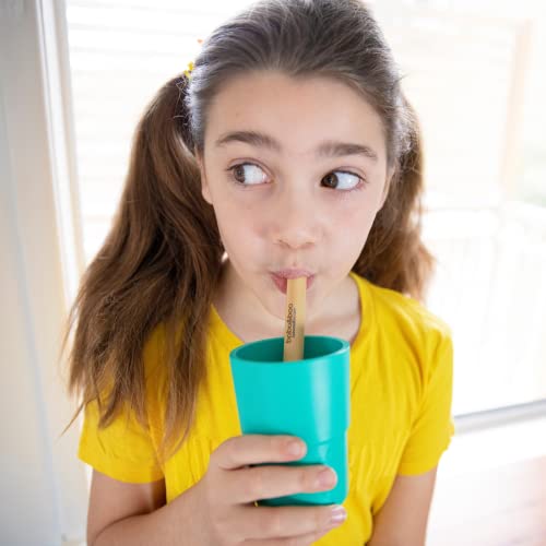 bobo&boo Plant-Based Cups for Kids β Melamine and BPA Free - Microwavable and Dishwasher Safe - Eco-Friendly Toddler Drinking Cup Set - LAGOON