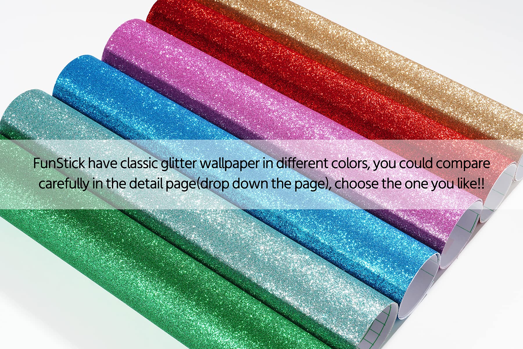 FunStick Ruby Red Glitter Wallpaper Sparkle Glitter Peel and Stick Wallpaper Red Glitter Contact Paper Self Adhesive Removable Glitter Fabric Wallpaper for Bedroom Cabinets Dresser Decor 15.8"x78.8"
