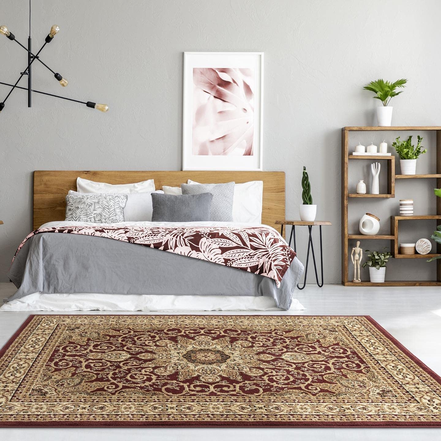 LUXE WEAVERS Oriental Floral Medallion Burgundy 5x7 Area Rug