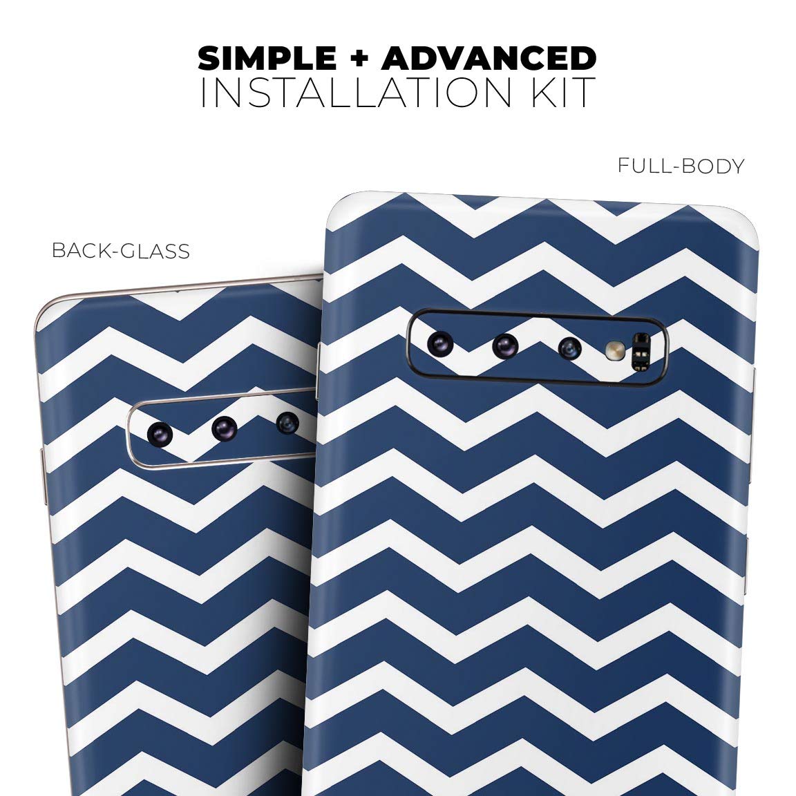 DesignSkinz White and Navy Chevron Stripes Protective Vinyl Decal Wrap Skin Cover Compatible with The Samsung Galaxy S20 (Screen Trim & Back Glass Skin)