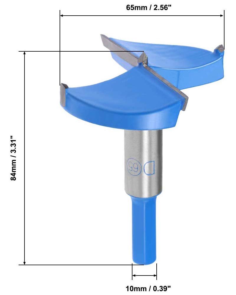 ZLYY 65mm Hinge Boring Forstner Drill Bit with 10mm Shank