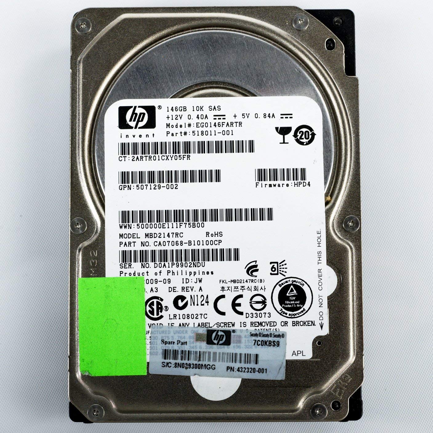 HP 507129-002 146GB 10000RPM 2.5INCH Dual Port SAS 6GBITS HOT PLUGGABLE Hard Disk Drive with Tray (Renewed)