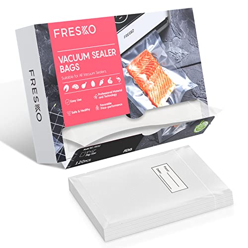 FRESKO 8"x12" Food Vacuum Sealer Bags, 120Pcs PreCut Bags for Food Vacuum Storage, Vacuum Seal Food Sealer Bags with BPA Free and Heavy Duty, Great for Sous Vide Bag Meal Prep