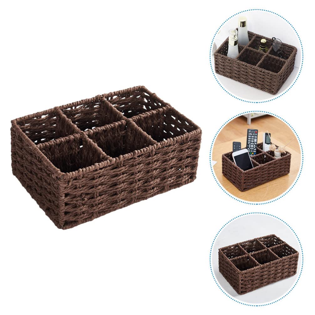 Cabilock Tv Stand Woven Baskets 6-Section Wicker Baskets for Shelves:Hand-Woven Seagrass Storage Baskets Multiuse Wicker Basket for Organizing Towels and Toiletries Wicker Storage Basket Home Decor