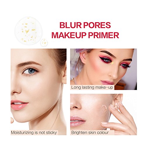 Face Makeup Primer, Big Pores Minimizer Perfect Cover, Pore Eraser Filler, Smooth Fine Lines Wrikles Makeup Base Blur Primer, Gold Foil Infused,12ml/0.40Fl Oz