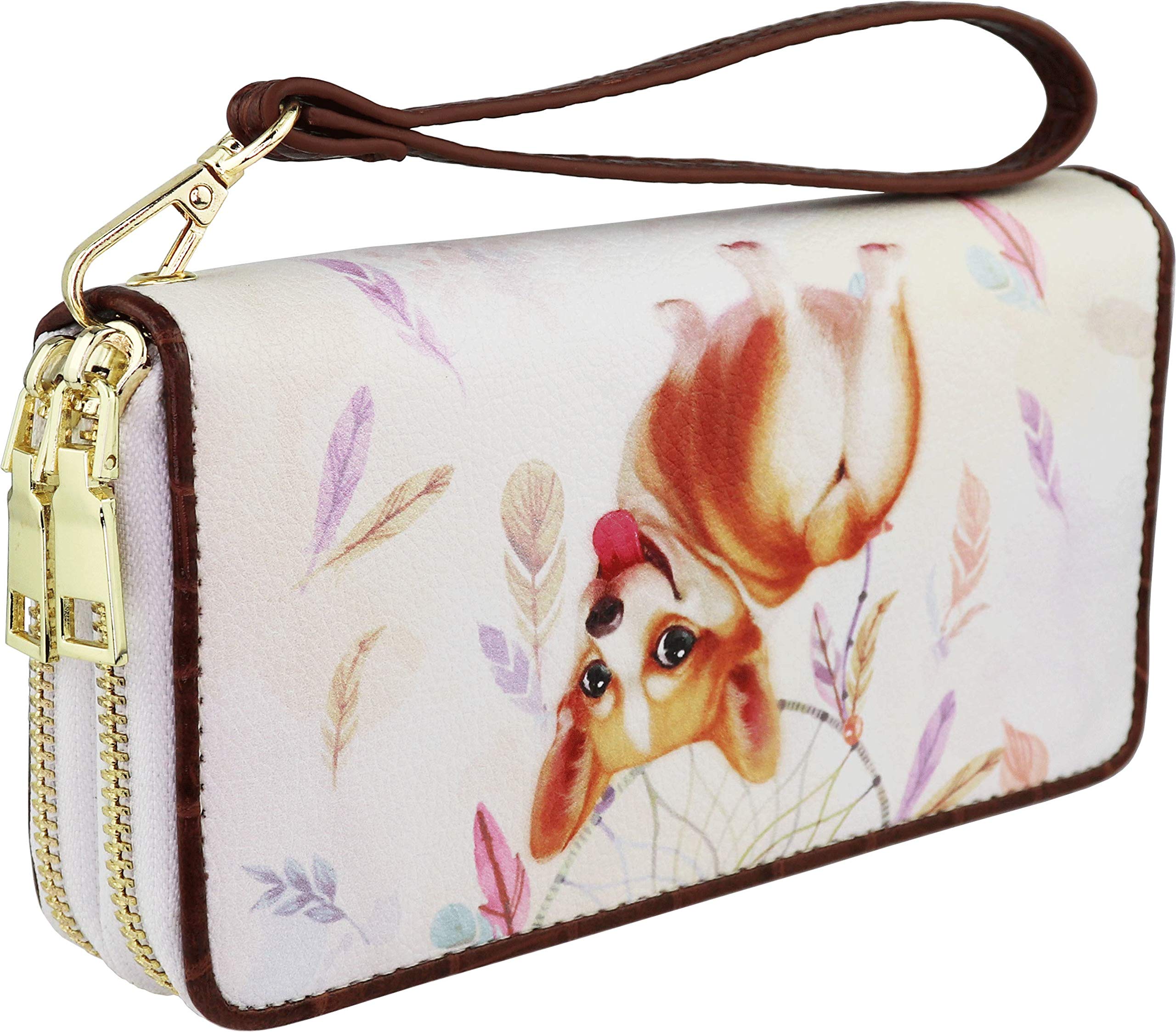 B BRENTANO Vegan Cute Animal Graphic Wallet Clutch with Removable Strap (Boho Fiona)