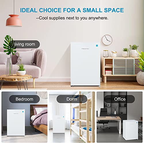 Frestec 2.5 CU' Mini Refrigerator, Small Refrigerator, Mini Fridge with Freezer, Compact Refrigerator, White (FR 250 WH)