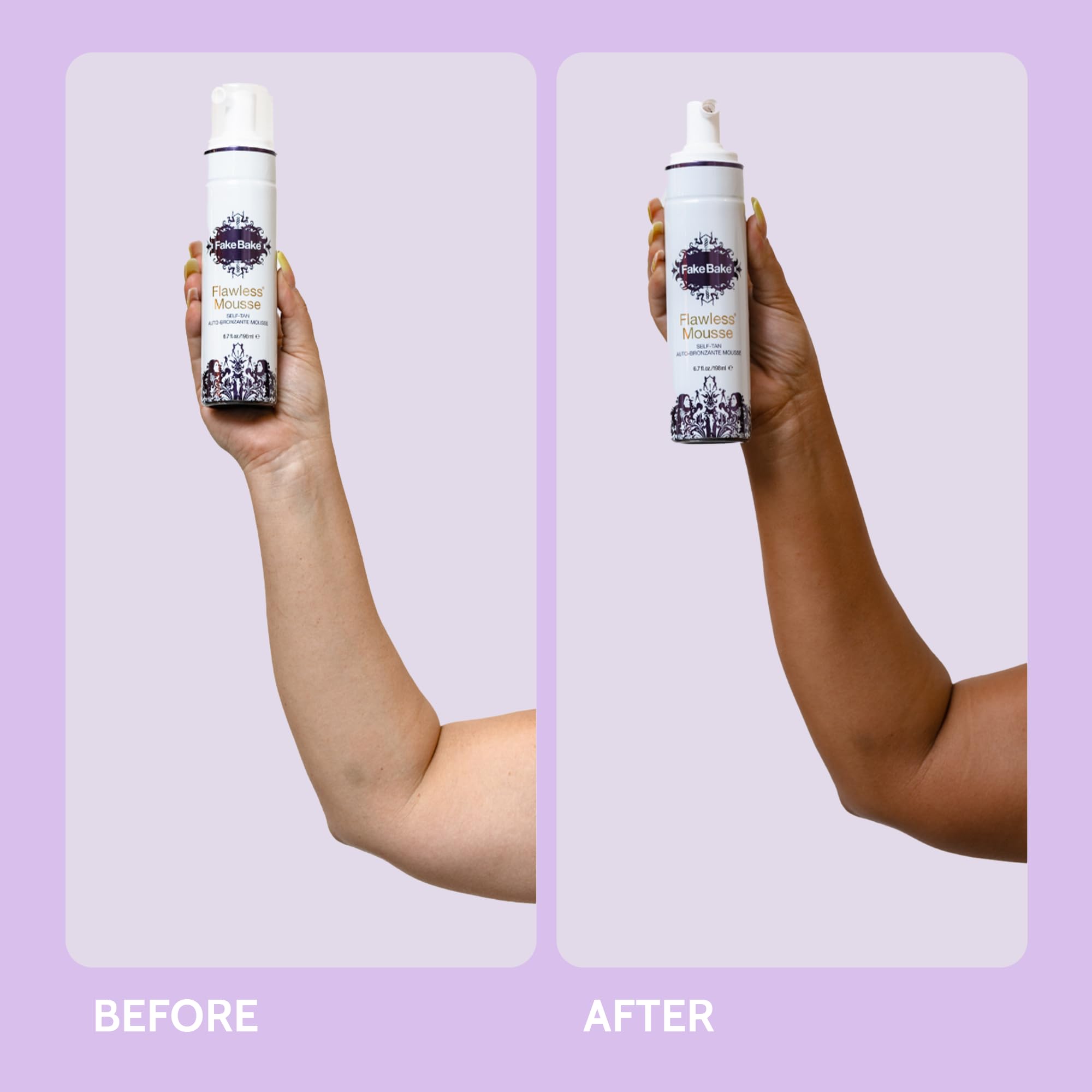 Fake Bake Flawless Self Tanning Mousse Streak-Free, Long-Lasting Natural Glow For All Skin Tones Women & Men - Sunless Tanner Includes Mitt For Easy Application, Black Coconut Scent - 6.7 oz
