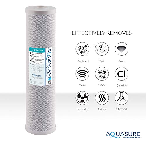 Aquasure Fortitude High Flow Whole House 5 Micron Carbon Block Water Treatment System - 20" x 4.5"