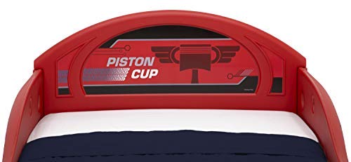 Delta Children Disney Pixar Cars Lightning McQueen Race Car Sleep and Play Toddler Bed with Attached Guardrails