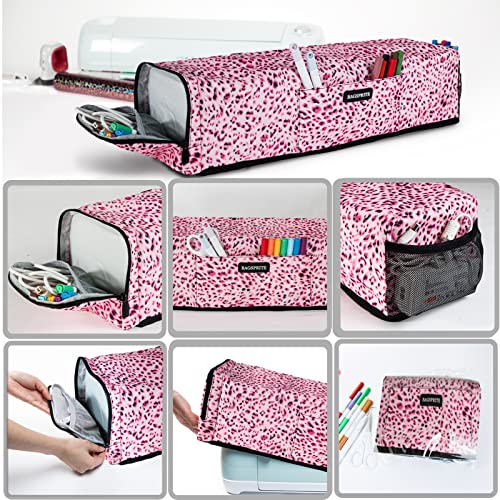 BAGSPRITE Cover for Cricut Maker, Maker 3， Explore 3, Explore Air 2, Cricut Dust Cover with Pockets for Tool Set Cricut Accessories (Rose Red)