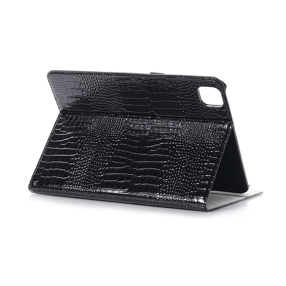 iPad Air-6 (13'') Case, iPad Pro-3 4 5 6 (12.9'') Case for Women, DMaos Crocodile Synthetic Leather Stand Folio Smart Cover with Pen Holder, Auto Sleep/Wake - Black