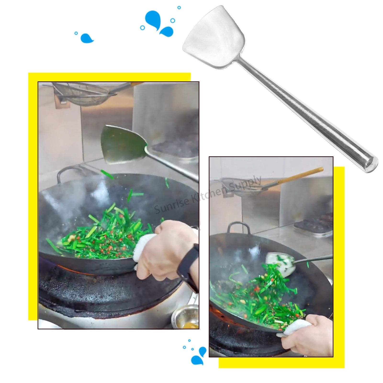 Sunrise Kitchen Supply All Stainless Steel Wok Shovel #2