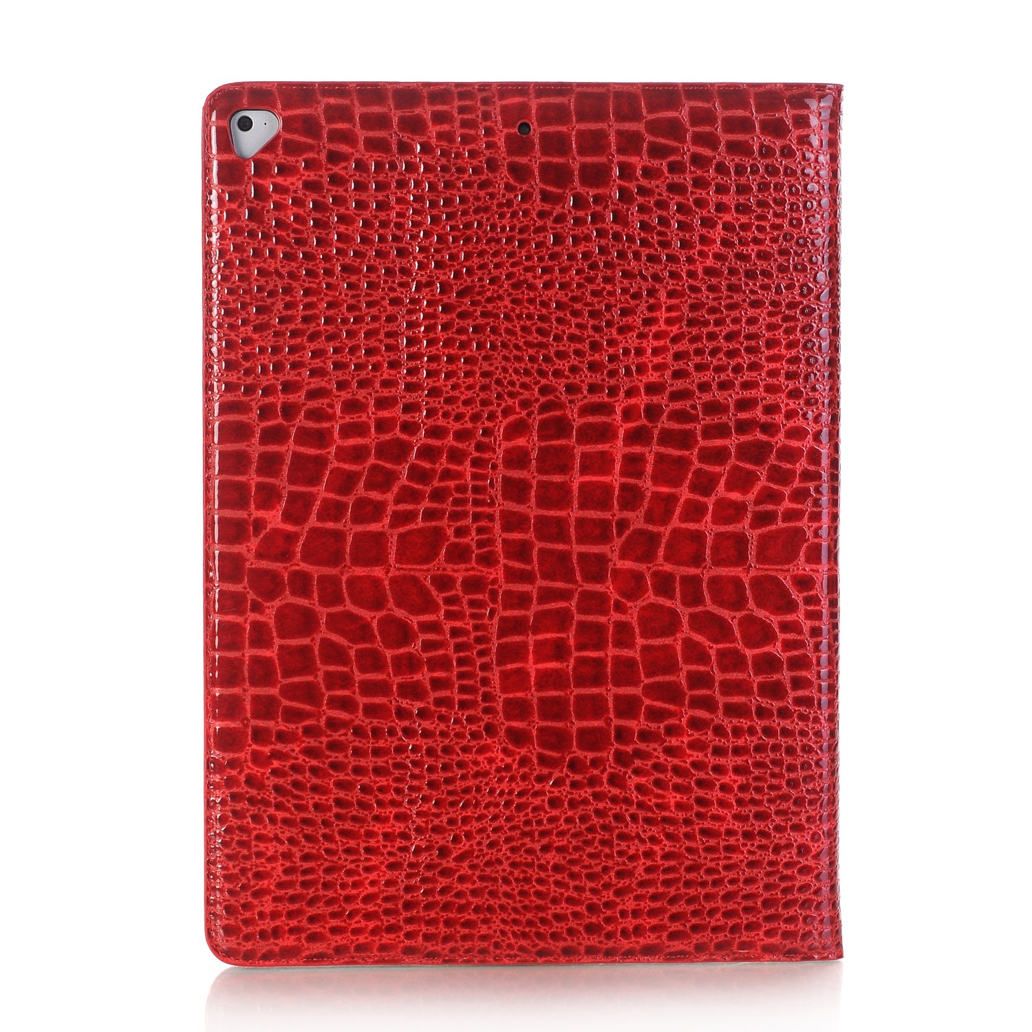 iPad Pro 1st 2nd (12.9'') Case for Women, DMaos Crocodile Synthetic Leather Stand Folio Smart Cover, Auto Sleep/Wake, Document Card Holder - Red