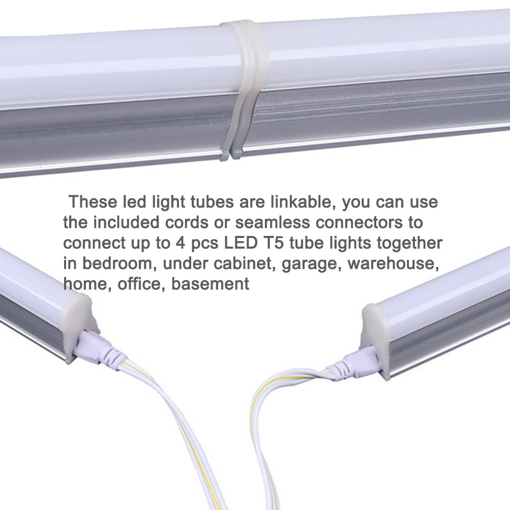 Aolyty LED T5 Shop Light, Integrated Single Fixture Super Bright Easy to Install Linkable Tube Lights 10-Pack for Garage, Warehouse, Home, office (White Light(6500K), 4FT)