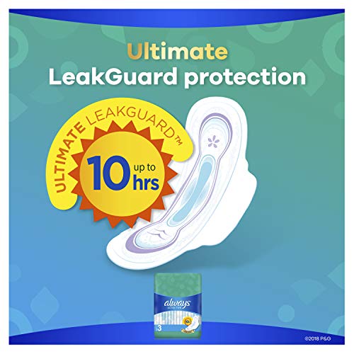 Always Ultra Thin Size 3 Extra Long Super Pads with Wings Unscented, 28 Count