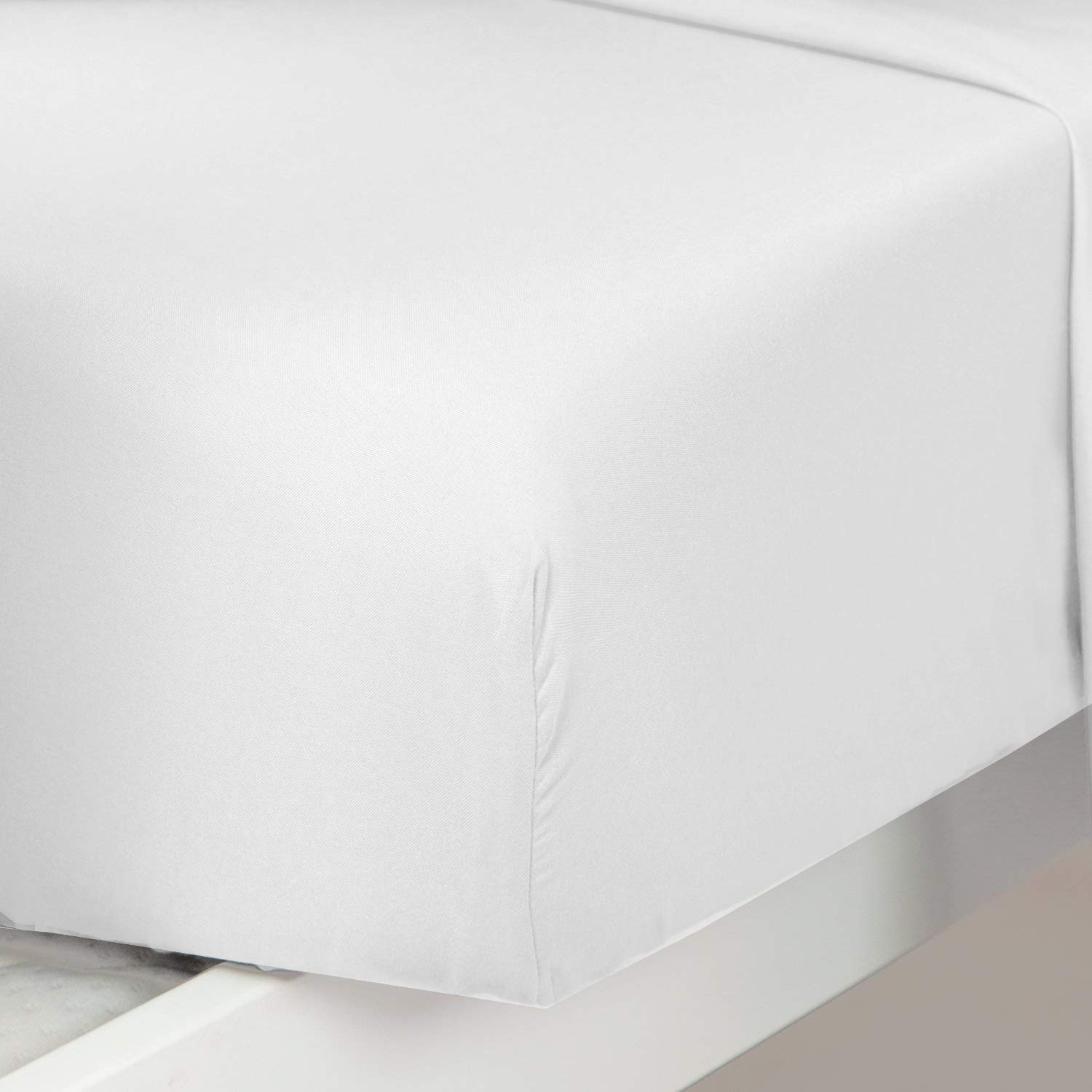 PLAIN PRINTED LINEN 3-Piece Toddler Sheet Set, 100% Cotton Fitted Sheet, Flat Sheet and Envelope Pillowcase, Toddler Bed Set,Crib Sheets Set,Mini Crib Sheets (White Solid)