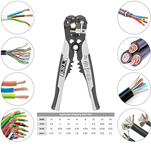 AIRAJ PRO Self Adjusting Wire Stripper,3 in 1 Heavy Duty Wire Cutter Stripper Crimper Tool,Universal Wire Stripping Cutting for 10-24 AWG Wire Cutter for Electrical Cable Cutting,Crimping Tool