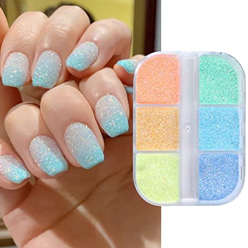 Dip Nail Remover 6 Grid/Set Nail Glitter Powder Glitter Nail Glitter Sugar Powder Irregular Particle Nail Styling Powder Set Nail Decoration Nail Glitter(B-A)