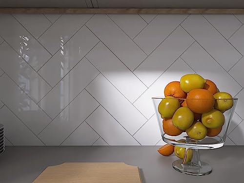 Avant Decor | Sample Tile | Stone Composite Subway Solid Color Tiles | Peel and Stick Kitchen Backsplash Tiles | Wall Tiles | 4β x 12β | Bex Metro Glossy Cotton
