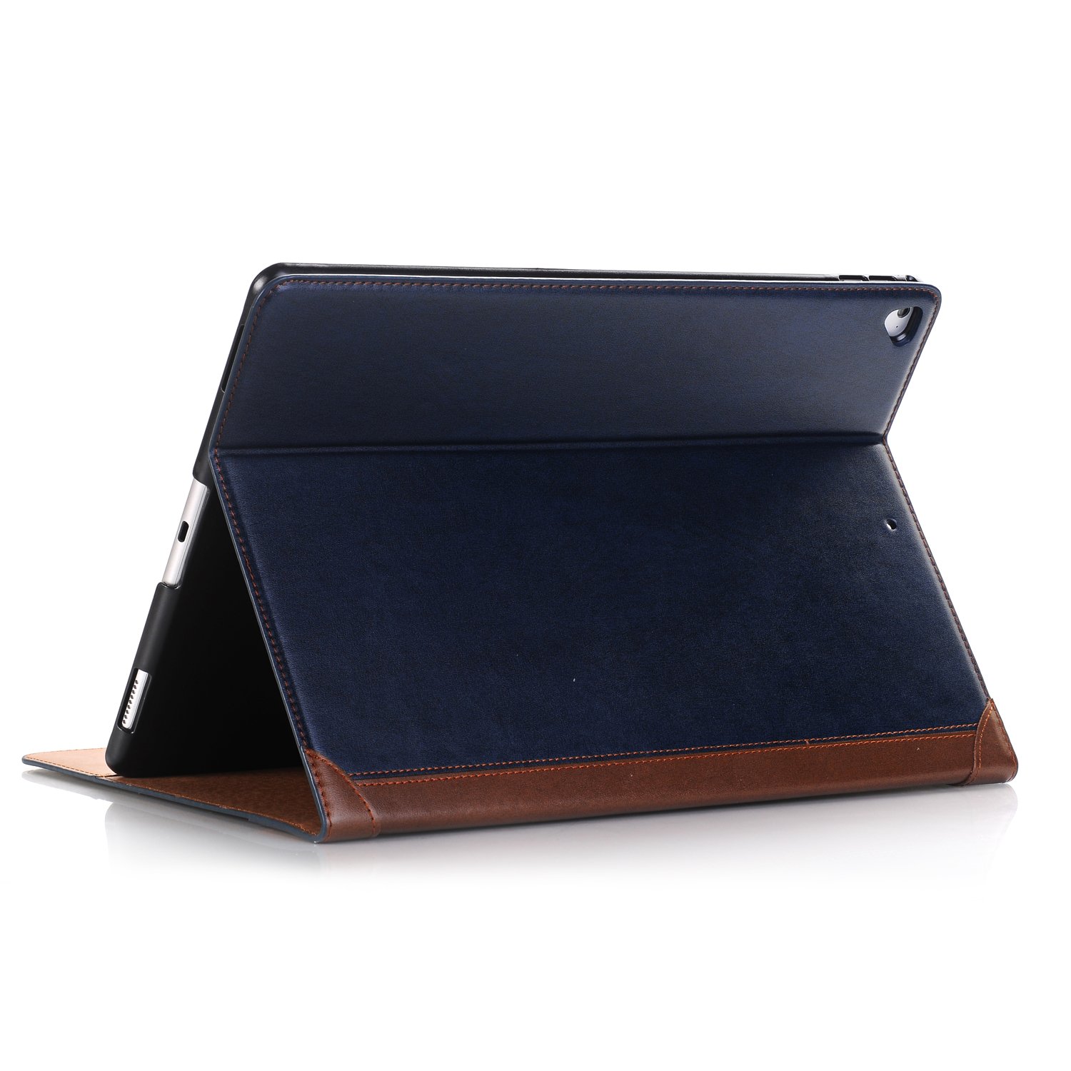 iPad Pro 1st 2nd (12.9'') Case, DMaos Vintage Book Synthetic Leather Stand Folio Smart Cover, Auto Sleep/Wake, Business Document Card Holder - Blue