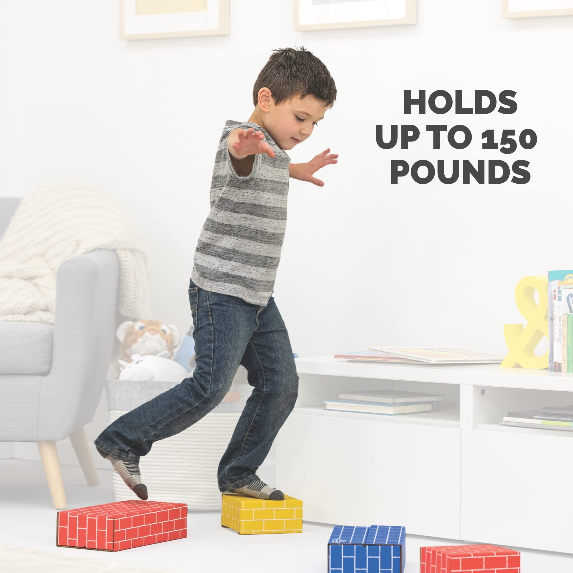 Bankers Box at Play Cardboard Building Blocks, 40 Pack, Large and Medium Montessori Toy Blocks for Kids and Families