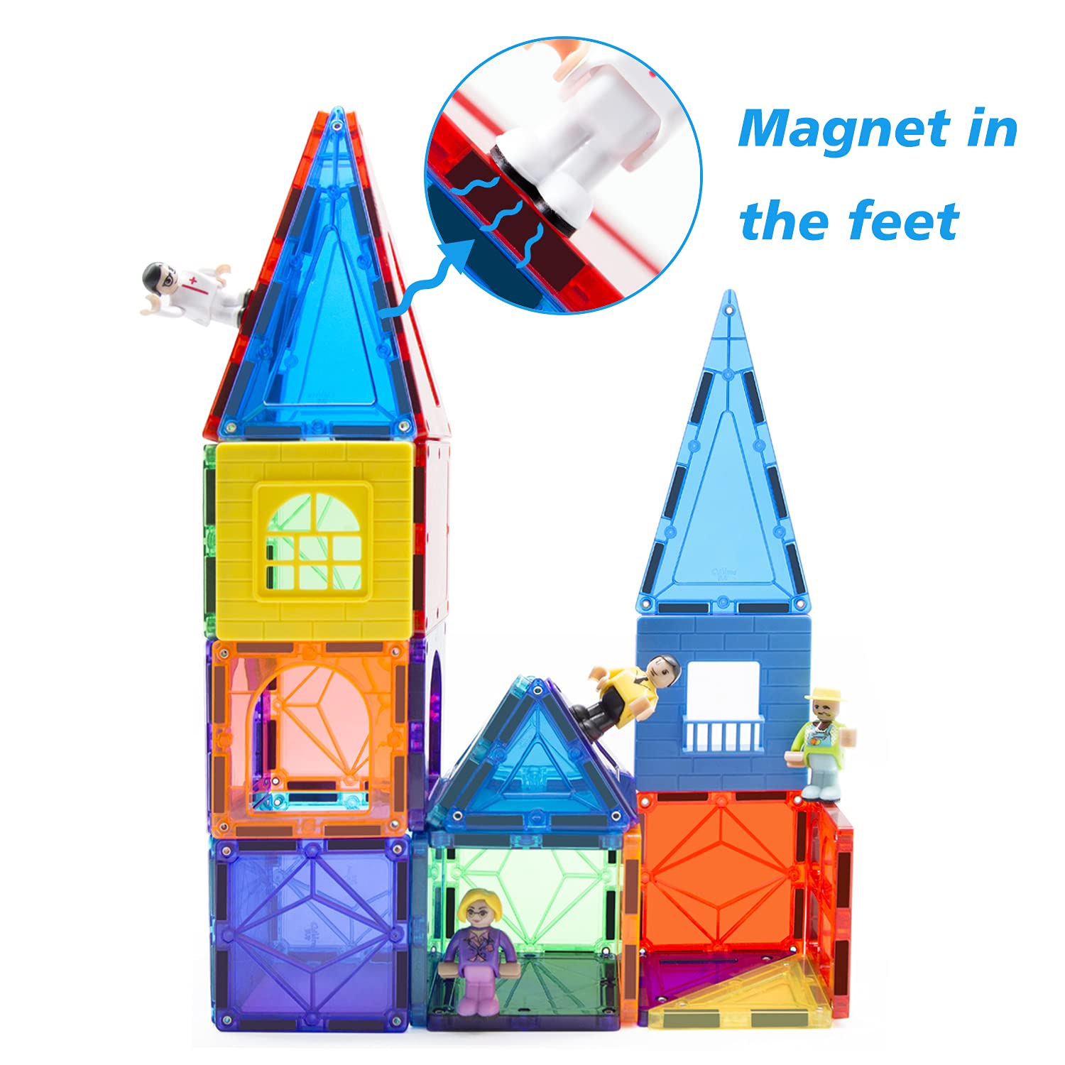 Children Hub 120pcs Magnetic Tiles Set Diamond Series - Educational 3D Magnet Building Blocks - Building Construction Toys for Kids - Upgraded Version with Strong Magnets