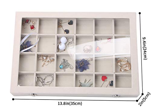 Stratalife Jewelry Organizer Stackable Earring Organizer Tray with Lid Jewelry Storage Tray for Earring Necklace Drawer Display Gift Ieda for Mom from Daughter (30 Grids)