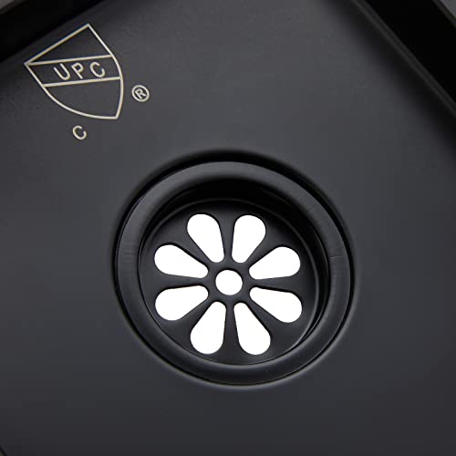 5.8-Inch Stainless Steel Square Shower Drain Cover for Bathrooms, Showers, and Sinks, Replacement Floor Drain with 2 Inch (50mm) Bottom Outlet for Renovations and New Construction (Matte Black)
