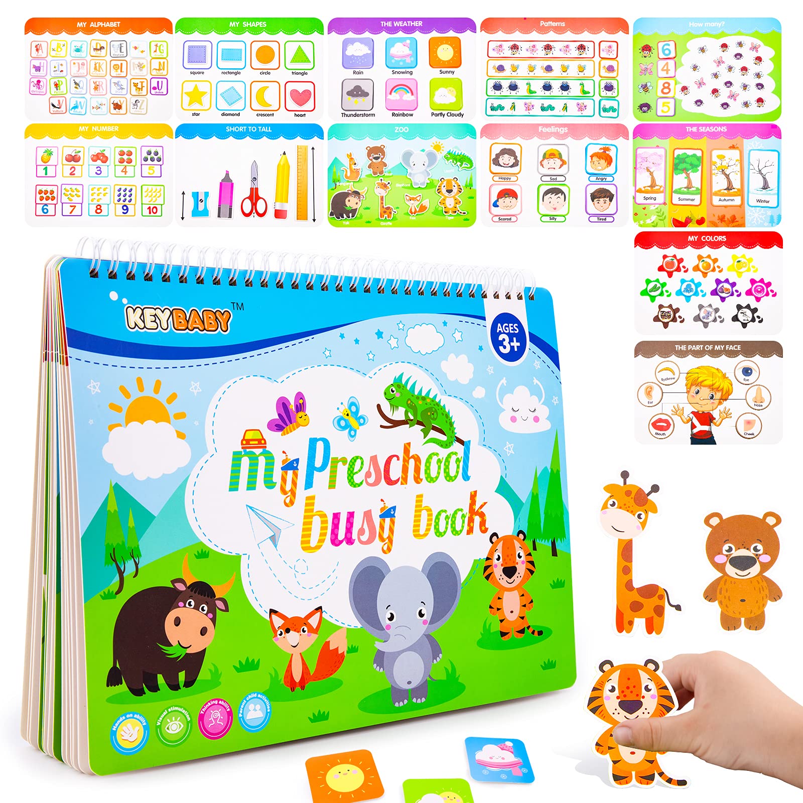 Busy Book for Toddlers Montessori Toys for 1 2 3 4 Year Old, Preschool Learning Activities Binder Montessori Toys for Toddlers, Quiet Books for Toddlers Travel, Birthday Gifts for 1 2 3 4 Boys& Girls