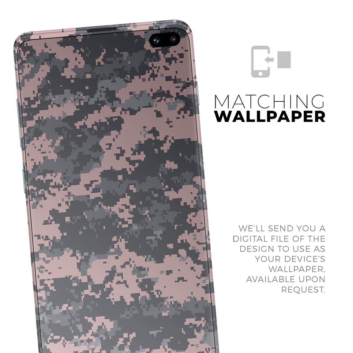 DesignSkinz Subtle Pink and Gray Digital Camouflage Protective Vinyl Decal Wrap Skin Cover Compatible with The Samsung Galaxy S20 (Screen Trim & Back Glass Skin)