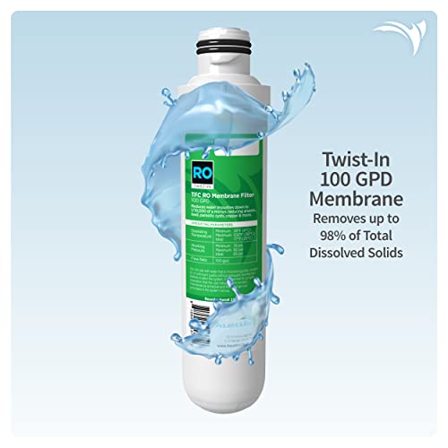 Aquatic Life AQUATICLIFE Reverse Osmosis Twist-in Replacement Water Filter Cartridges Pack Set, 2 Activated Carbon Block, 2 Sediment Filters and 100 GPD RO Membrane, 5-Piece Bundle