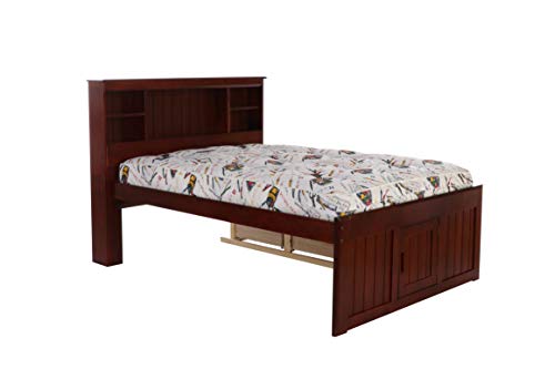Discovery World Furniture Bookcase Captains Bed with 6 Drawers, Full, Merlot