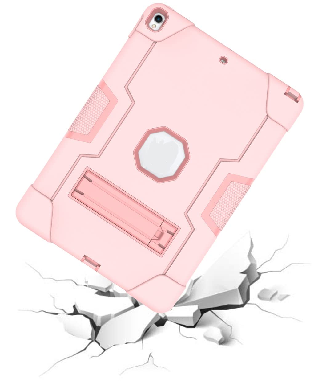 Jaorty Case for iPad Air 3 10.5" 2019,for iPad Pro 10.5 inch 2017 Case,3 in 1 Hybrid [Soft&Hard] Heavy Duty Rugged Stand Shockproof Anti-Slip Anti-Scratch Full-Body Protective Case,Pink