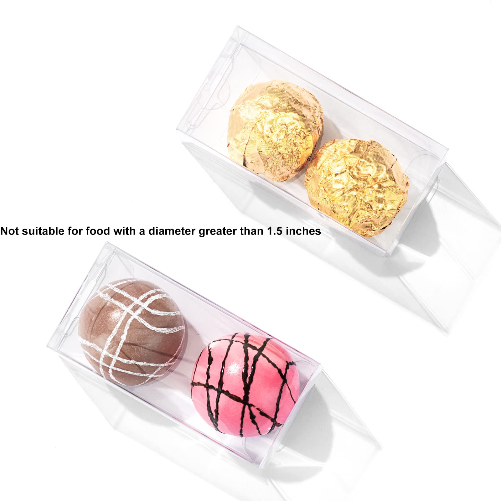 SLShePack 45 Pack 3 1/8"x1½"x1½" Plastic Clear Truffle Boxes Packaging 2 Chocolate Boxes Wedding Favor Caramels Boxes Candy Gift Boxes little glass bears boxes treat boxes (Pay Attention To Size)